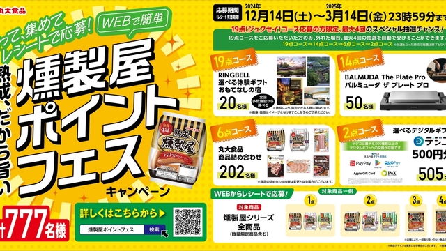 熟成、だから旨い。燻製屋ポイントフェスを開催！たくさん食べて、ポイントを集めて豪華景品を当てよう！～「燻製屋ポイントフェスキャンペーン ...