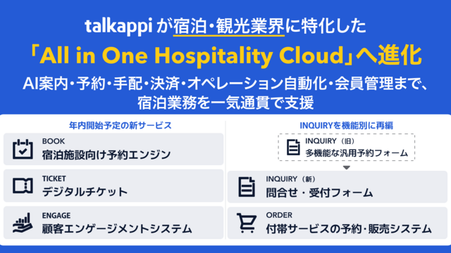 talkappiが宿泊・観光業界に特化した「All in One Hospitality Cloud」へ進化 | antenna[アンテナ]